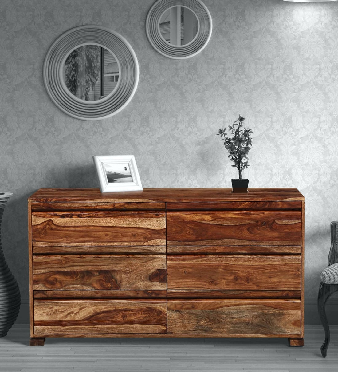 Buy Segur Sheesham Wood Chest Of Drawers In Rustic Teak Finish at 19% ...