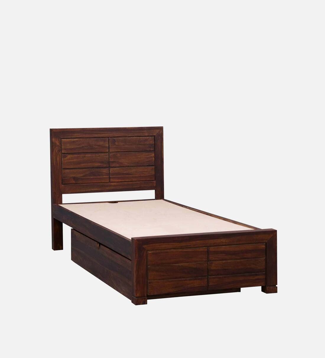 Buy Segur Sheesham Wood Single Bed In Provincial Teak Finish With ...