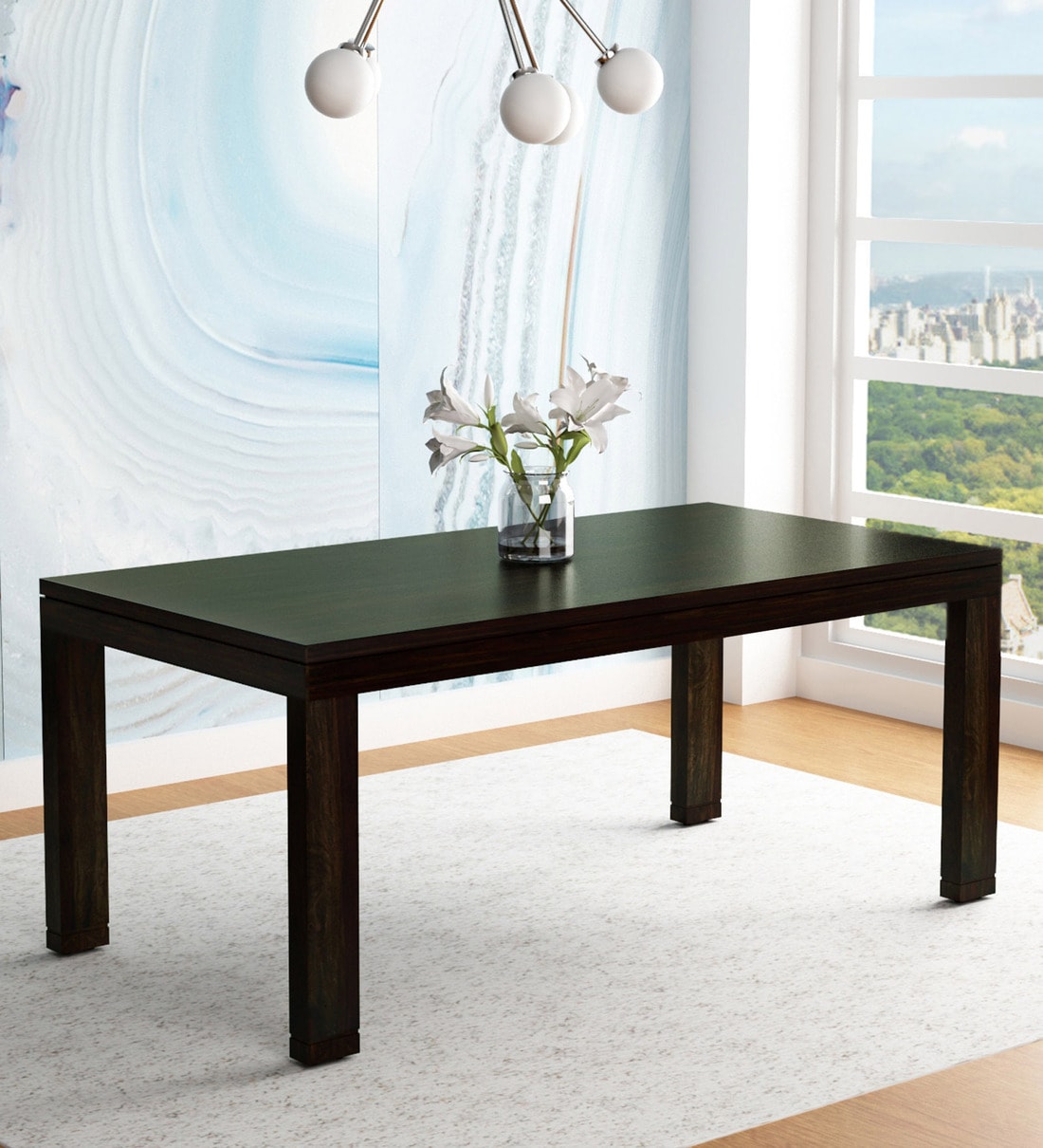 Buy Segur Solid Wood Six Seater Dining Table in Warm Chestnut Finish at ...