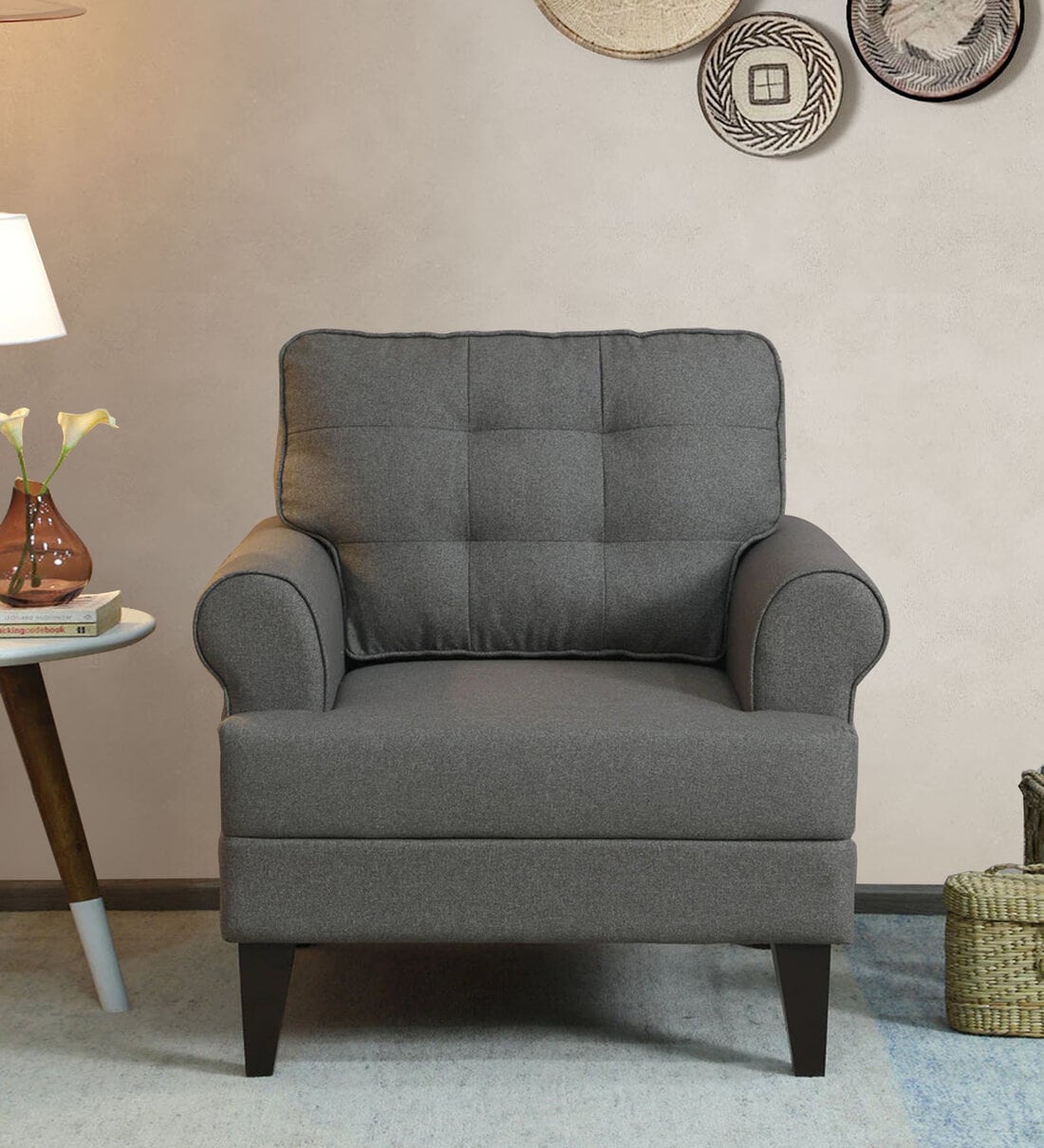 Buy Serena Fabric 1 Seater Sofa In Sandy Brown Colour By Casacraft ...