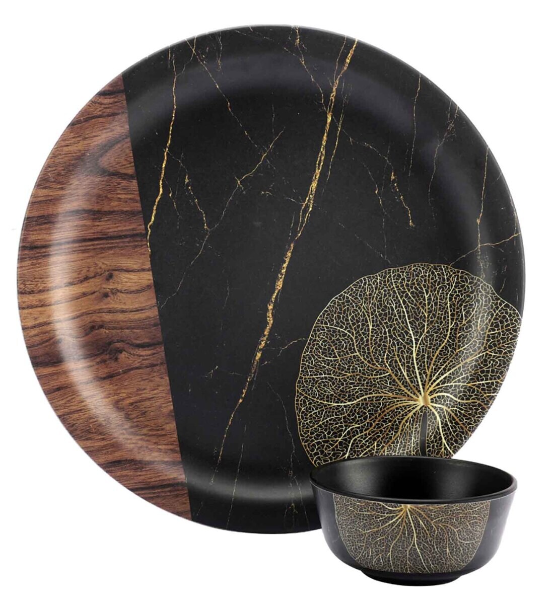 Buy Servewell Arid Persian Matte 12 Pcs Black Melamine Dinnerware Set ...
