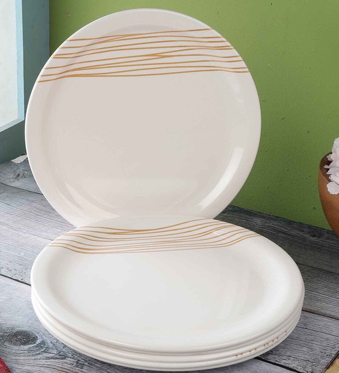 Buy Servewell Gold Strands 6 Pc Melamine Dinner Plate by VarEesha ...