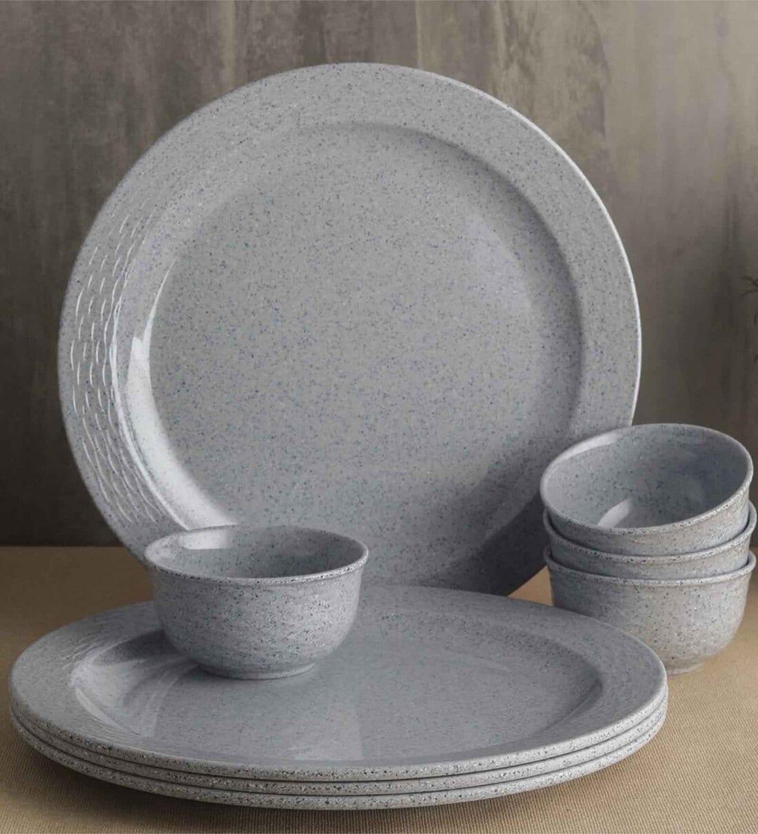Buy Servewell Grey Melamine Ripple 8 Pc Dinner Set by VarEesha Online ...