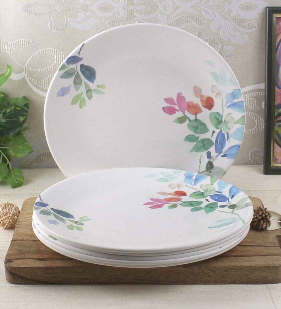 Buy Servewell Leaf Glossary 6 Pieces Dinner Plate by VarEesha Online ...