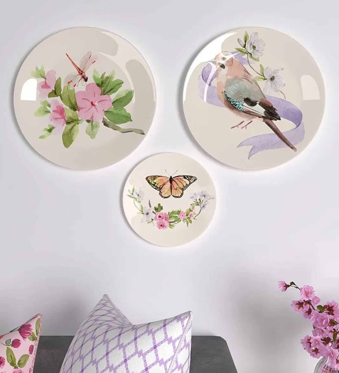 Buy Set of 3 Ceramic Wall Plates with Water Color at 47% OFF by ...
