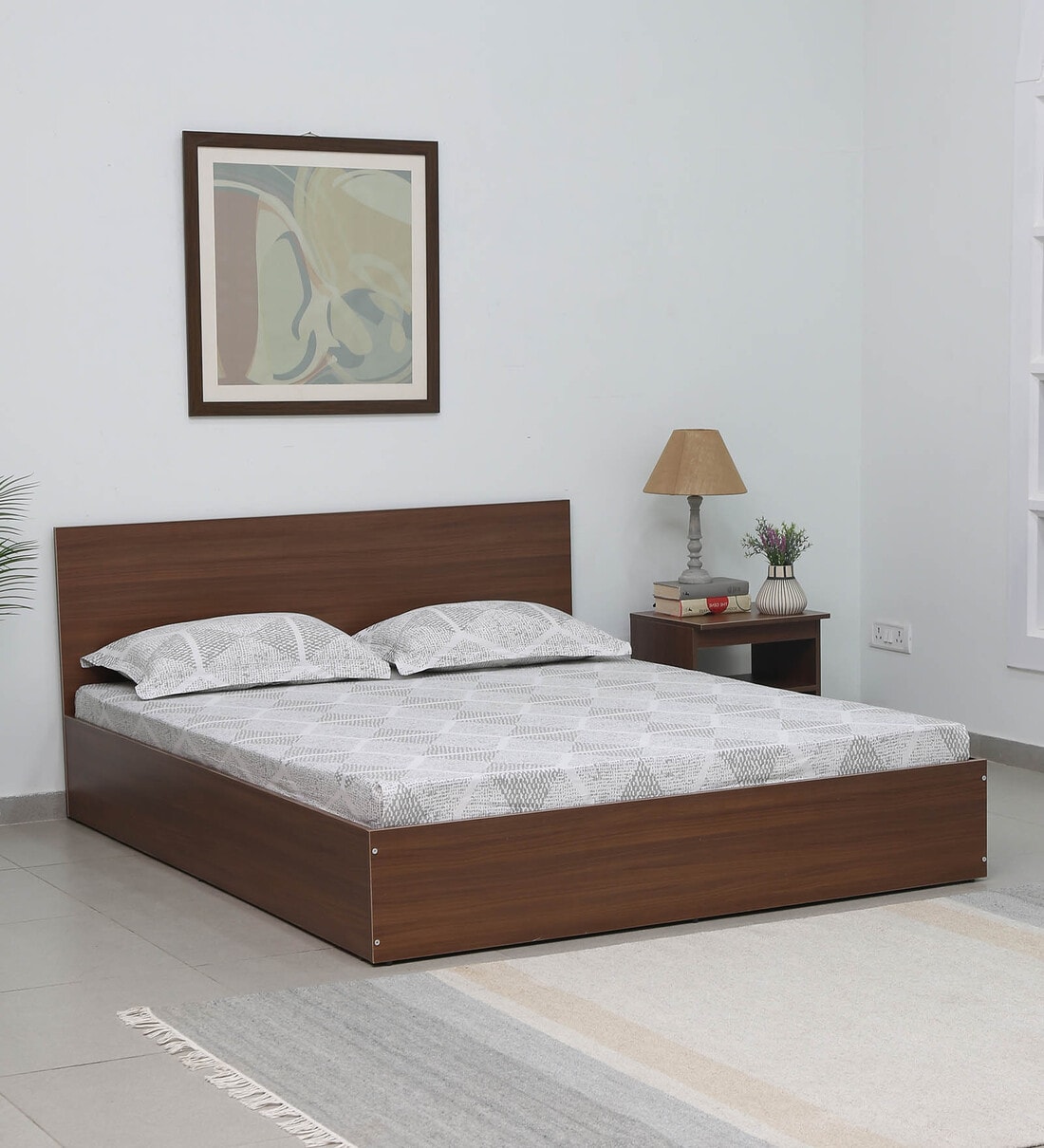 Buy Seto King Size Bed in Planked Walnut Finish with Box Storage at 20% ...