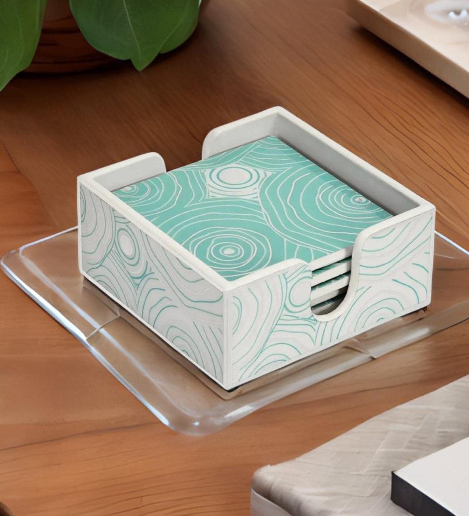 Buy Sea Green Mdf (Set Of 6) Coasters at 30% OFF by @home | Pepperfry