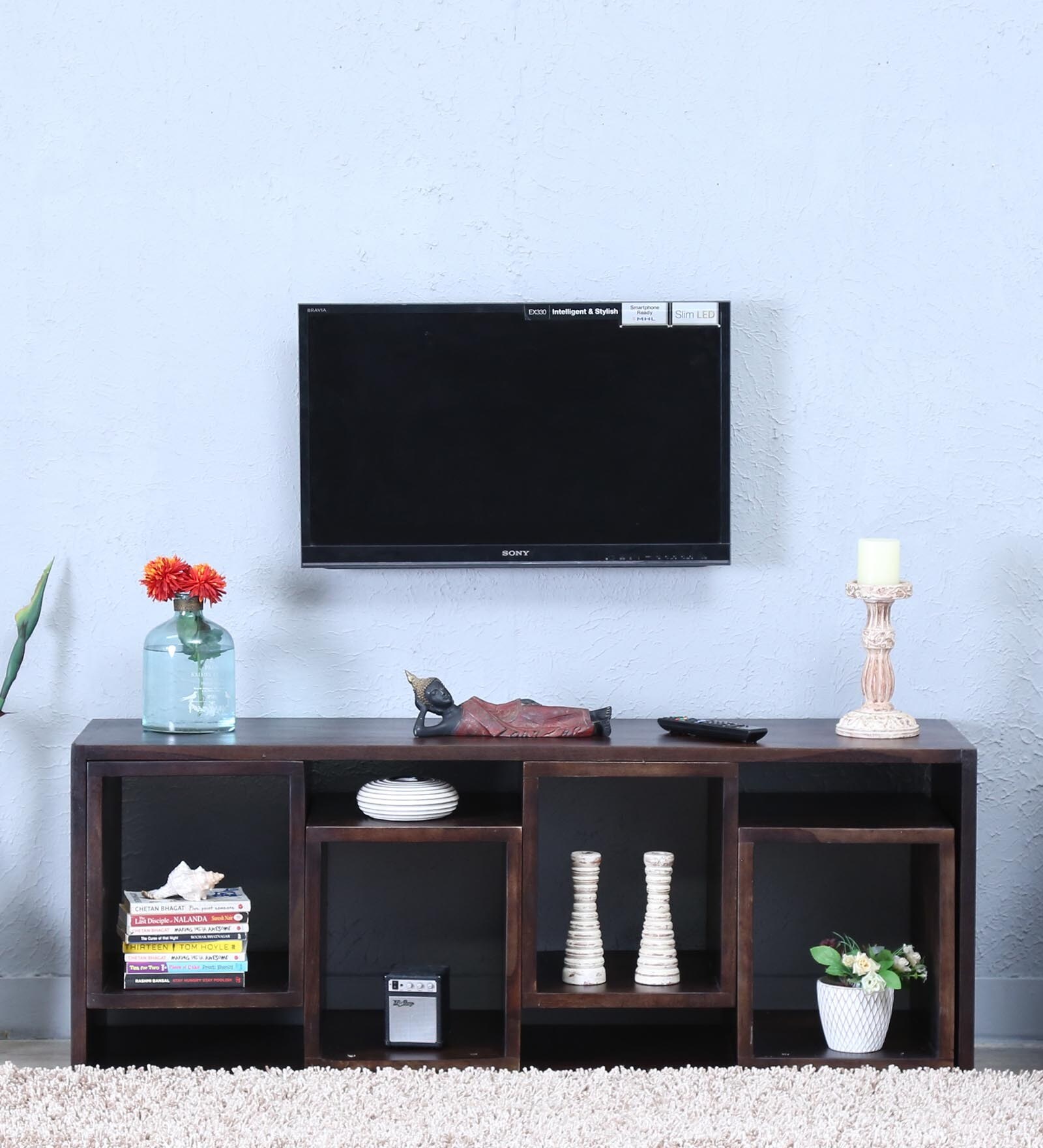 Buy Segur Solid Wood Open TV Console in Warm Chestnut Finish at 4% OFF ...