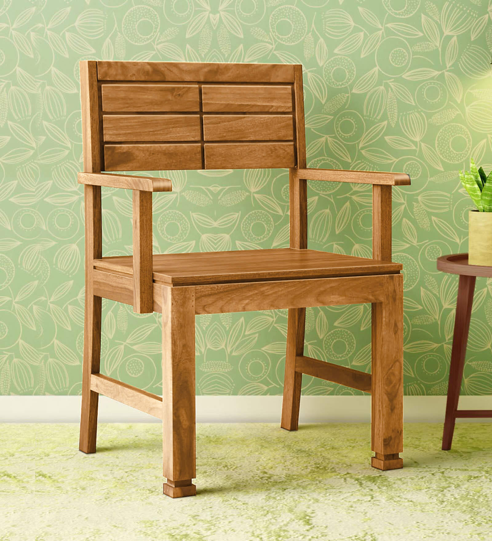 Buy Segur Sheesham Wood Arm Chair In Rustic Teak Finish at 38% OFF by ...