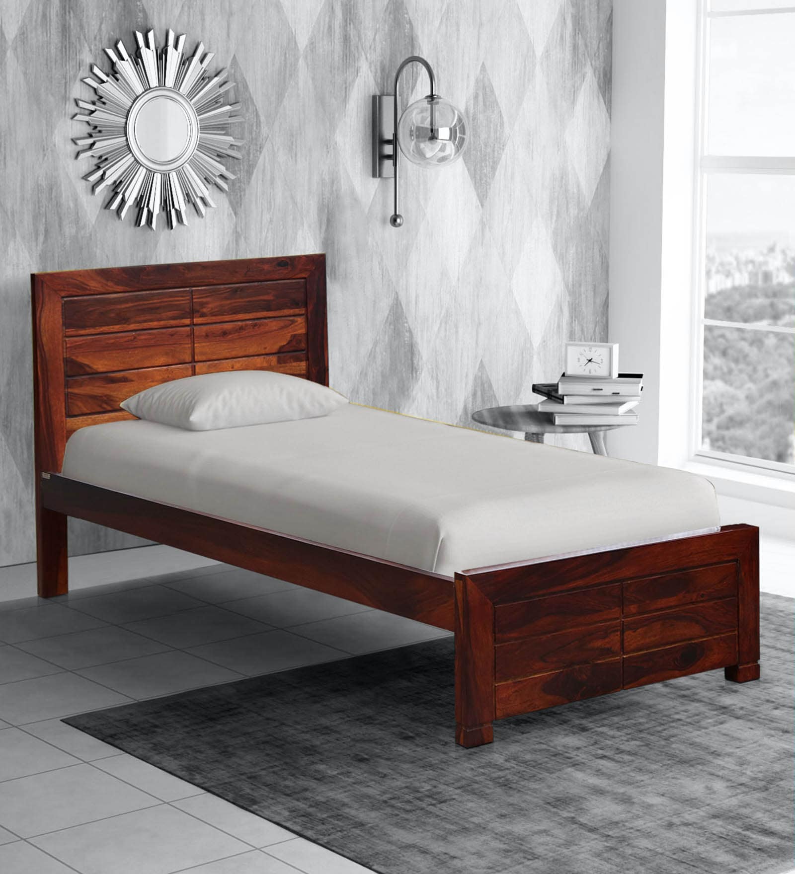 Buy Segur Sheesham Wood Single Bed In Honey Oak Finish at 6% OFF by ...