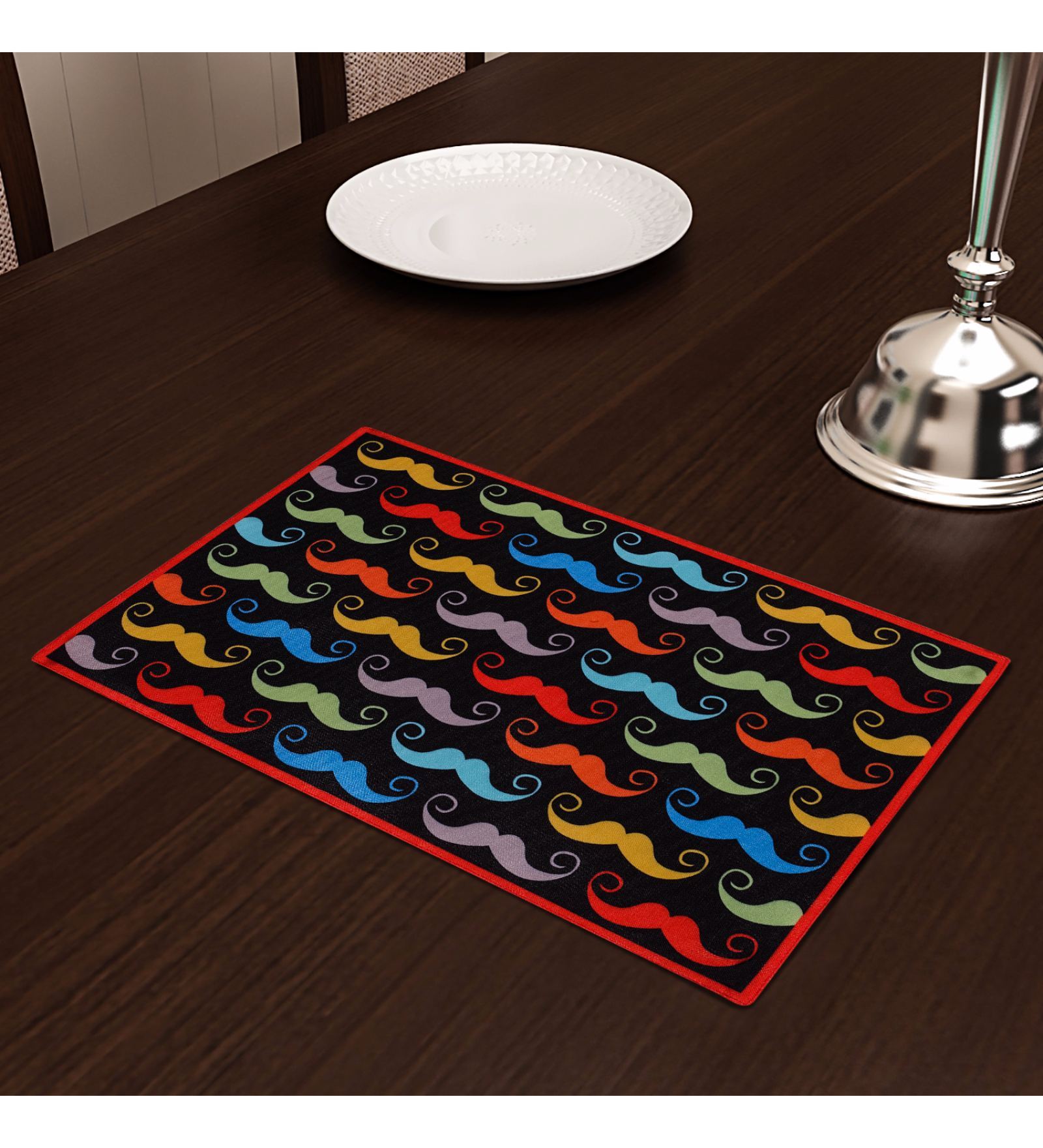 Buy SEJ by Nisha Gupta Abstract Black Cotton Table Placemats-Set Of 6 ...