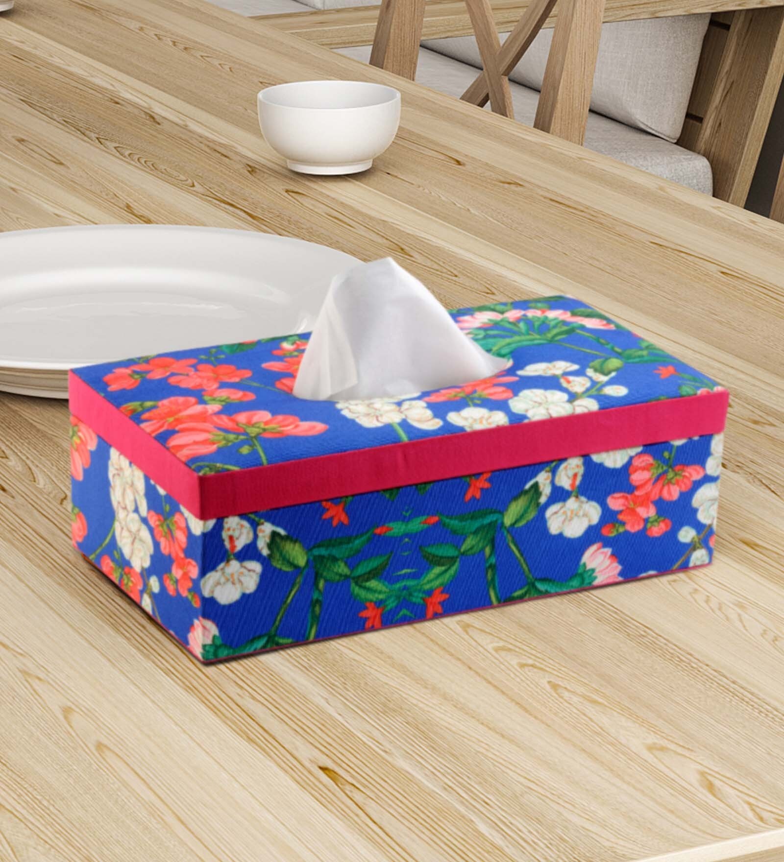 Buy Floral Blue Mdf Tissue Paper Box Holder at 60% OFF by SEJ By Nisha ...