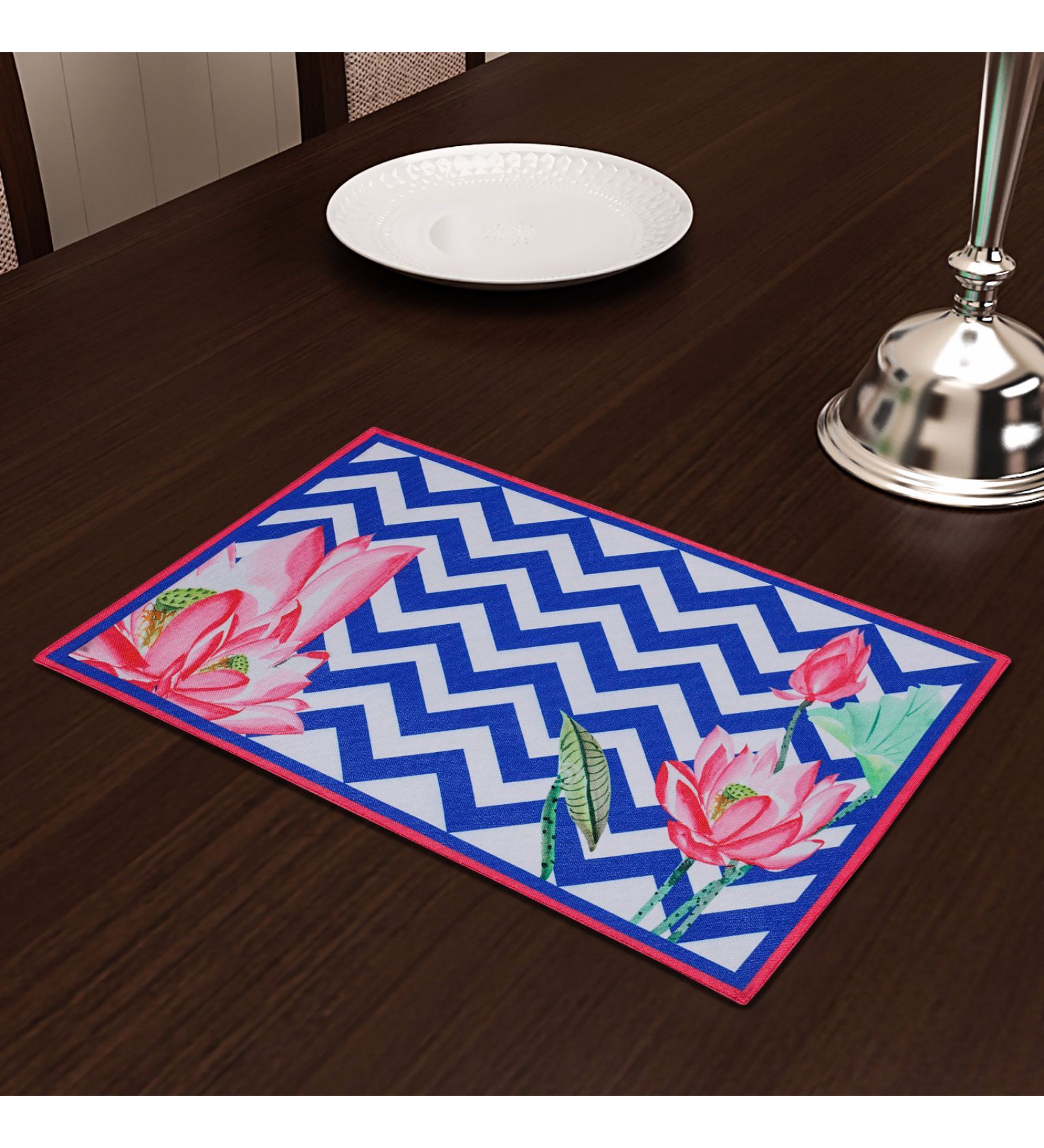 Buy SEJ by Nisha Gupta Geometric Blue Cotton Table Placemats-Set Of 6 ...