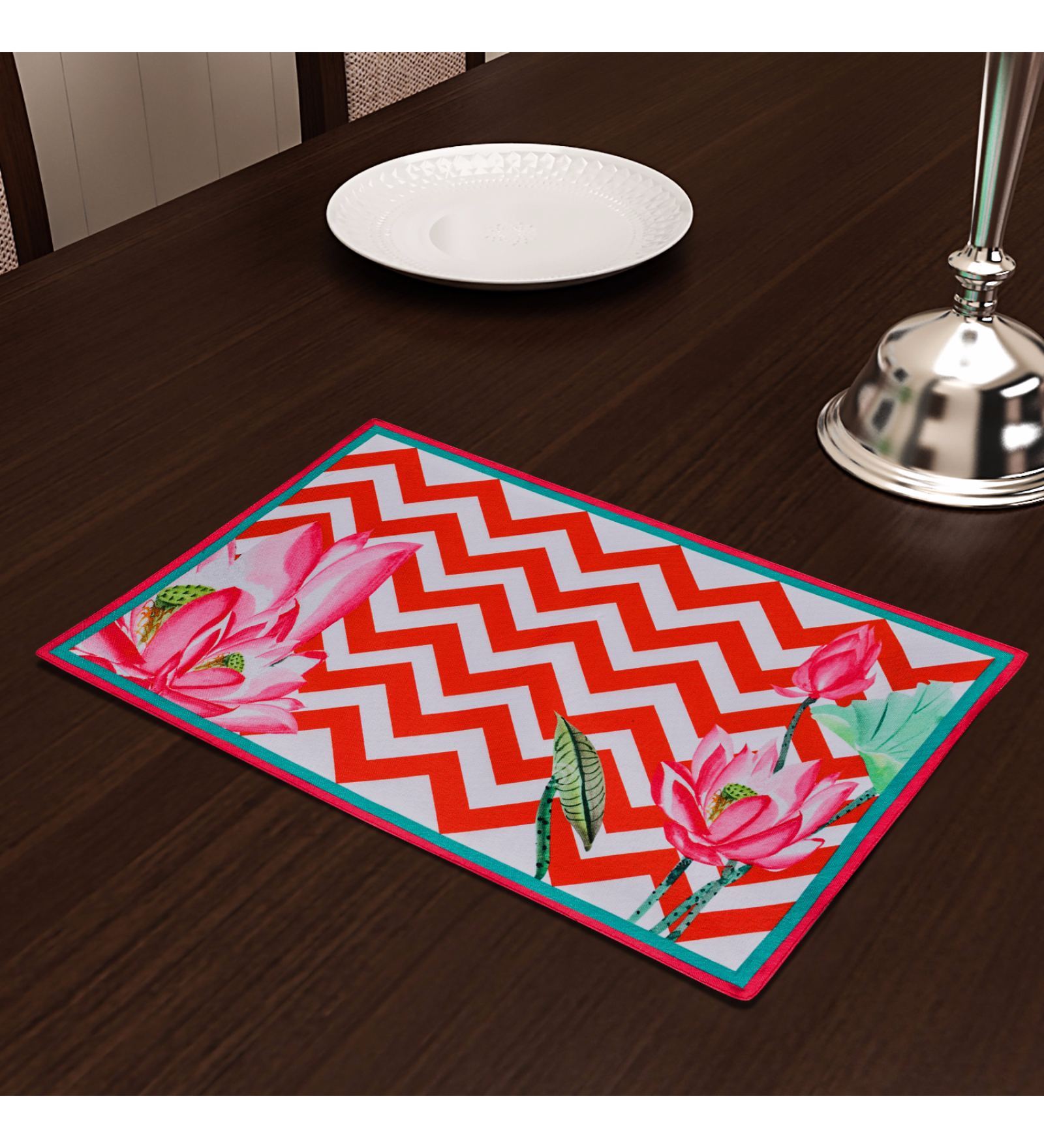 Buy SEJ by Nisha Gupta Geometric Red Cotton Table Placemats-Set Of 6 at ...