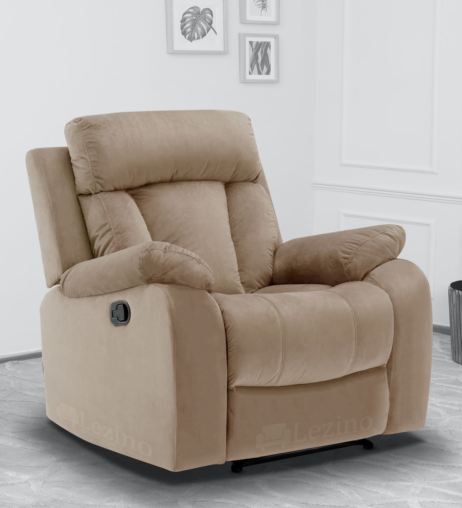 Buy Selino Fabric 1 Seater Manual Recliner In Beige Colour at 23% OFF ...