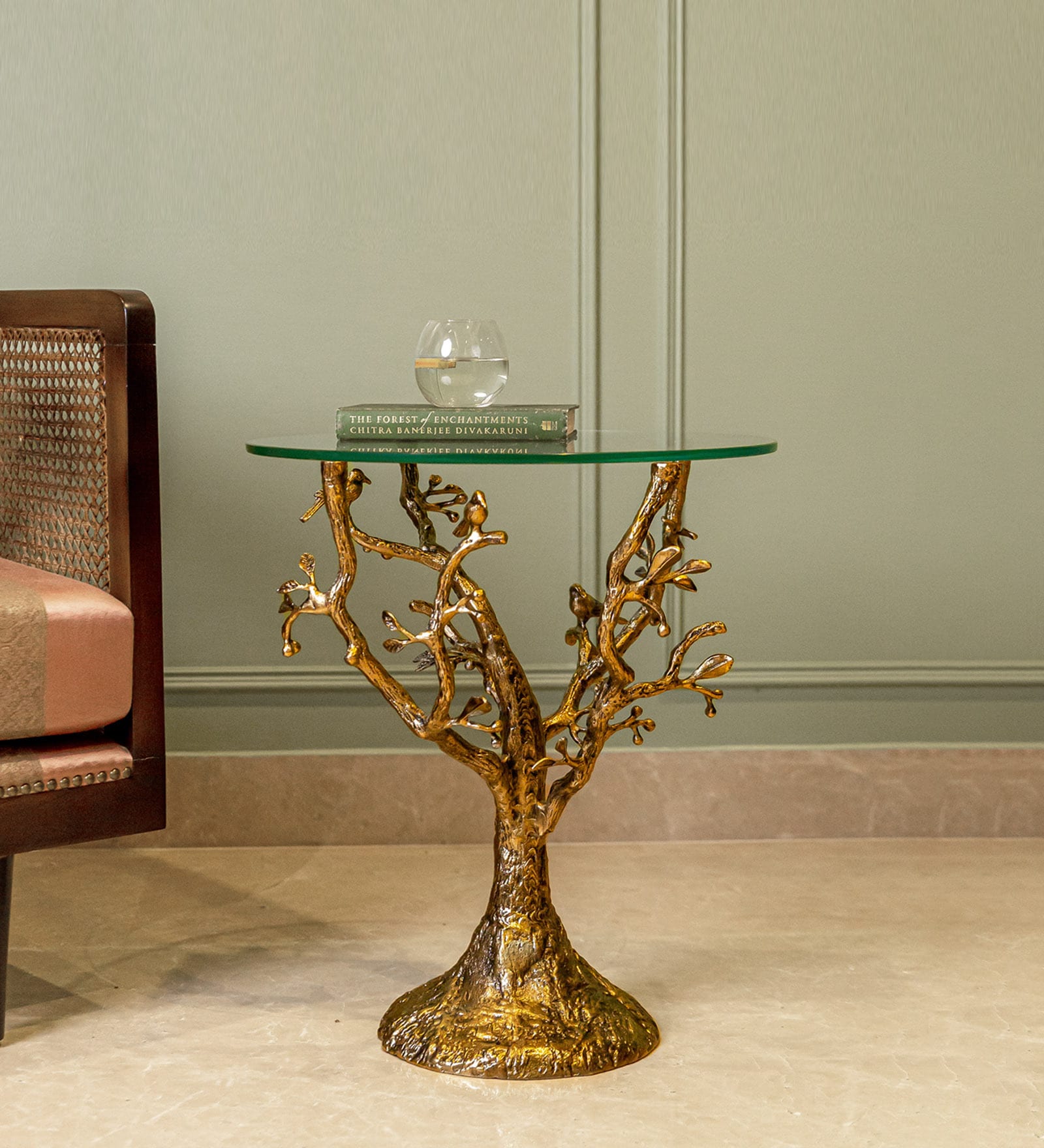Buy Selva Metal End Table in Antique Brass & Clear Glass Finish at 100% ...