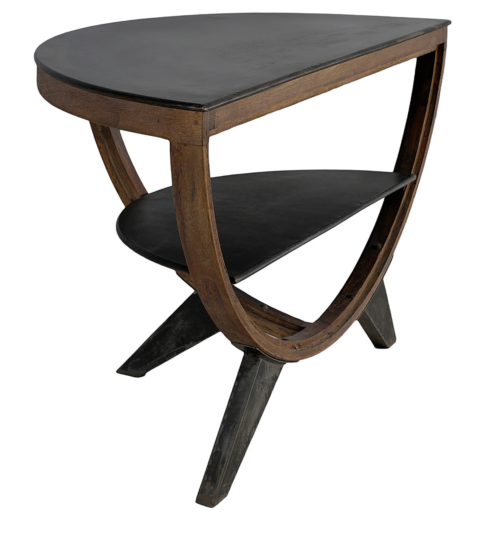 Buy Semi Circle Console Table in Brown & Black Colour by The Yellow ...