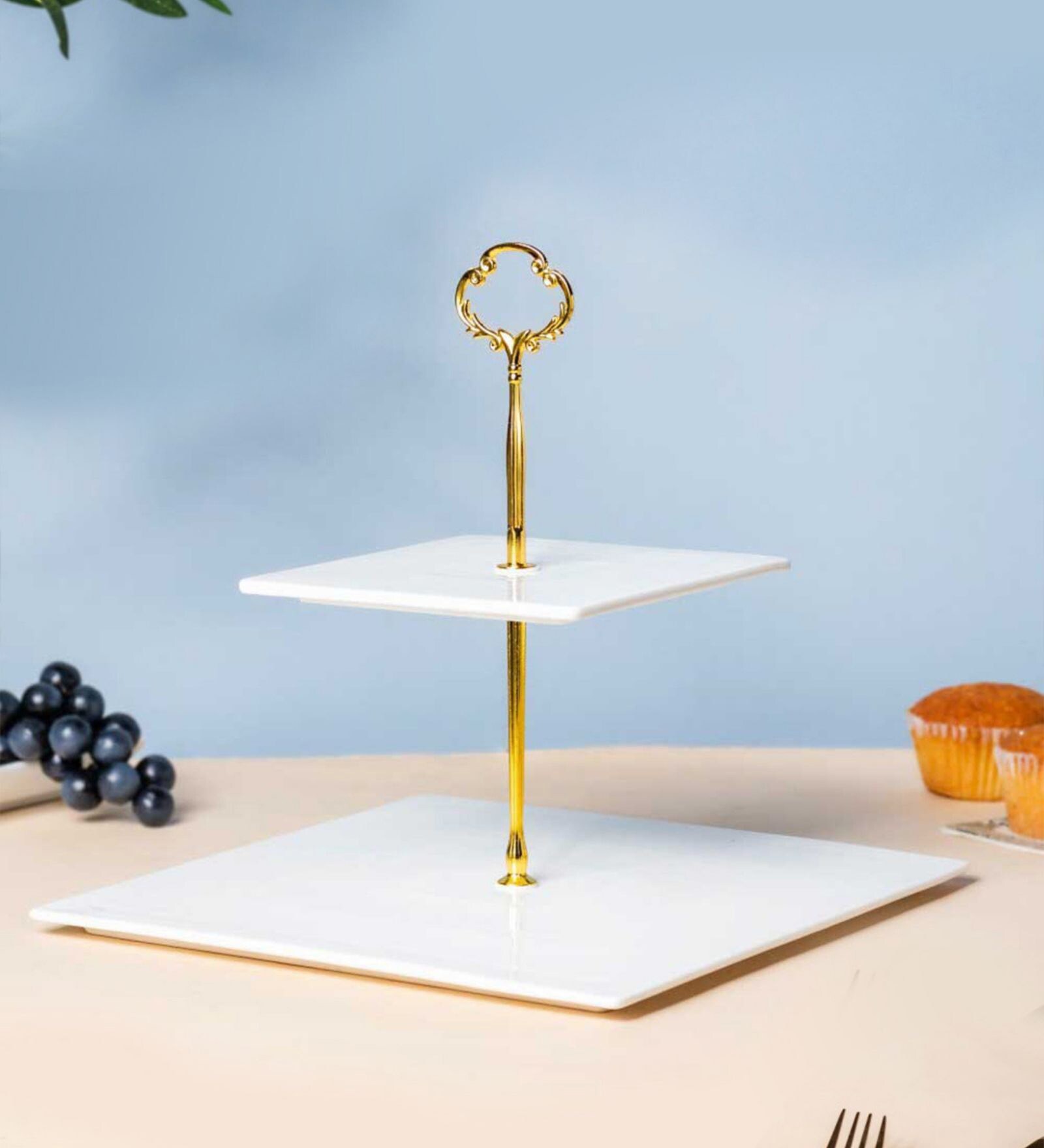 Buy Serena 2 Tier White Ceramic Appetizer Platter at 100% OFF by ...