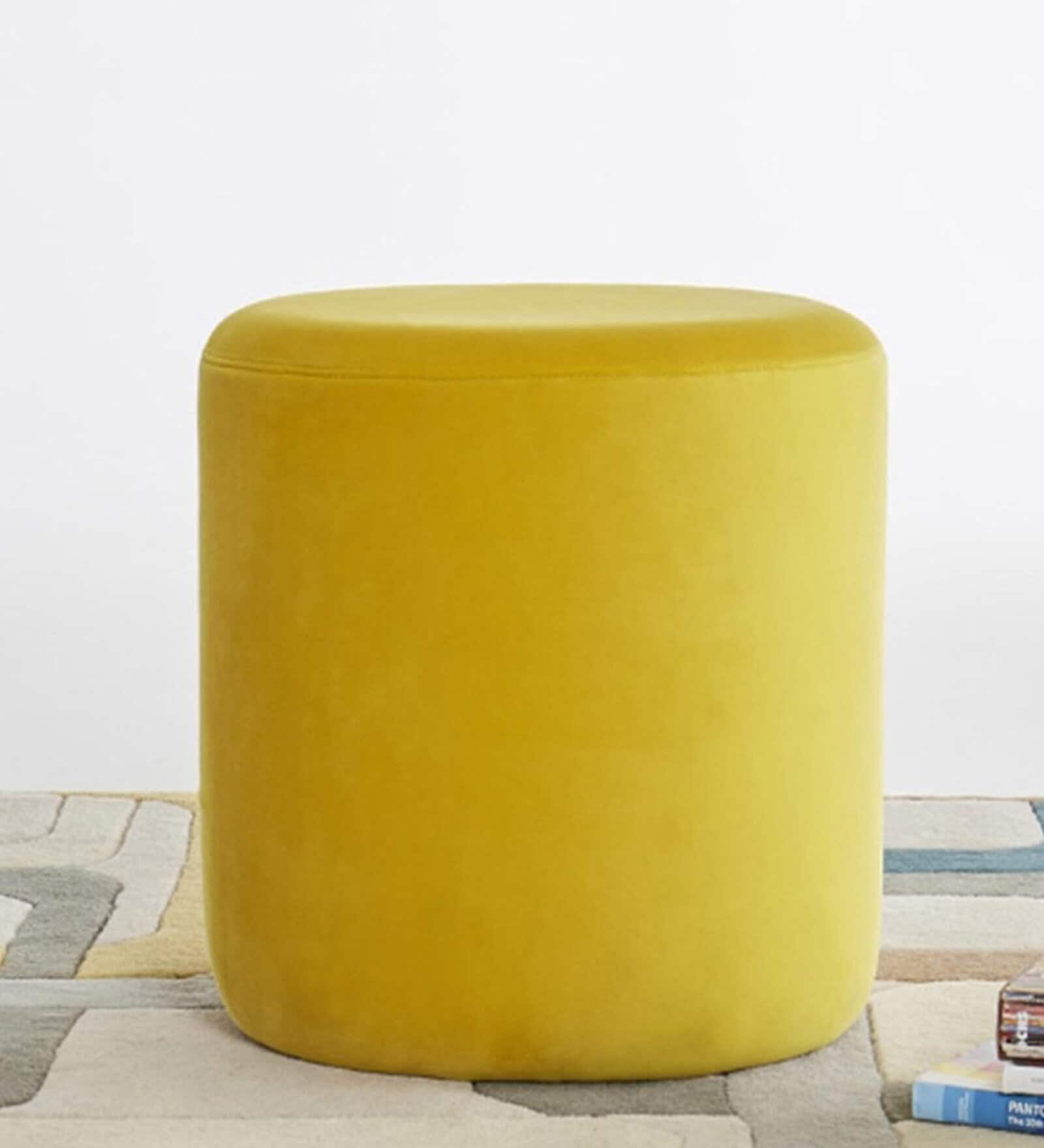 Buy Serie-O Round Pouffe in Prime Daisy Yellow Colour at 100% OFF by Expressionist by mohanbir ...