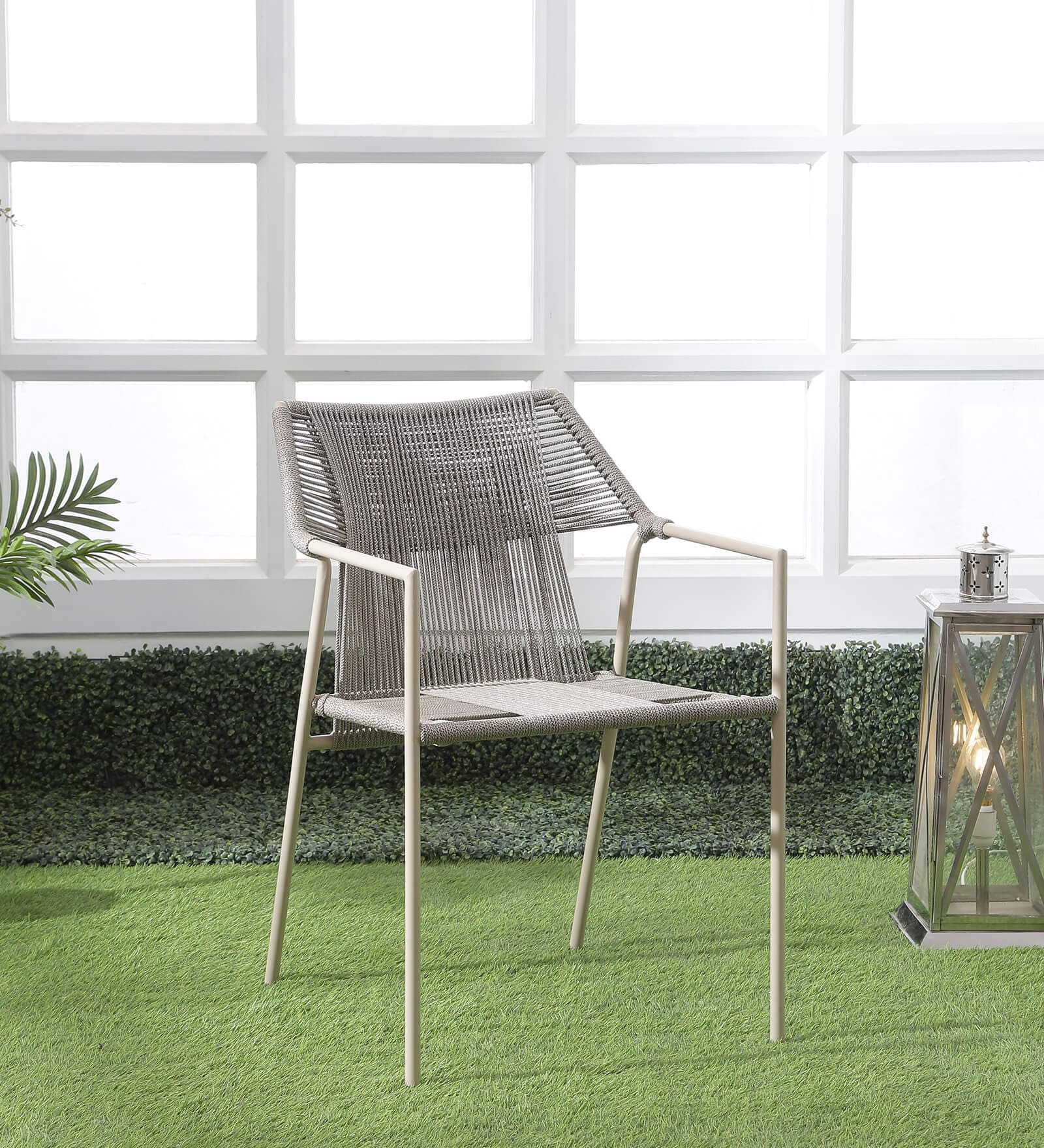 Buy Serra Steel & Braided Rope Outdoor Seating In Cream Finish at 22% ...