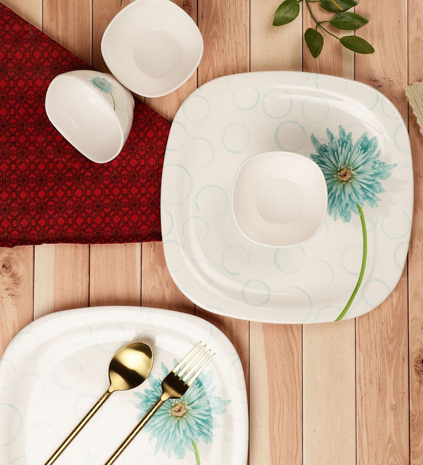 Buy Servewell Africa Daisy White (Set of 18) Dinner Set by Vareesha ...