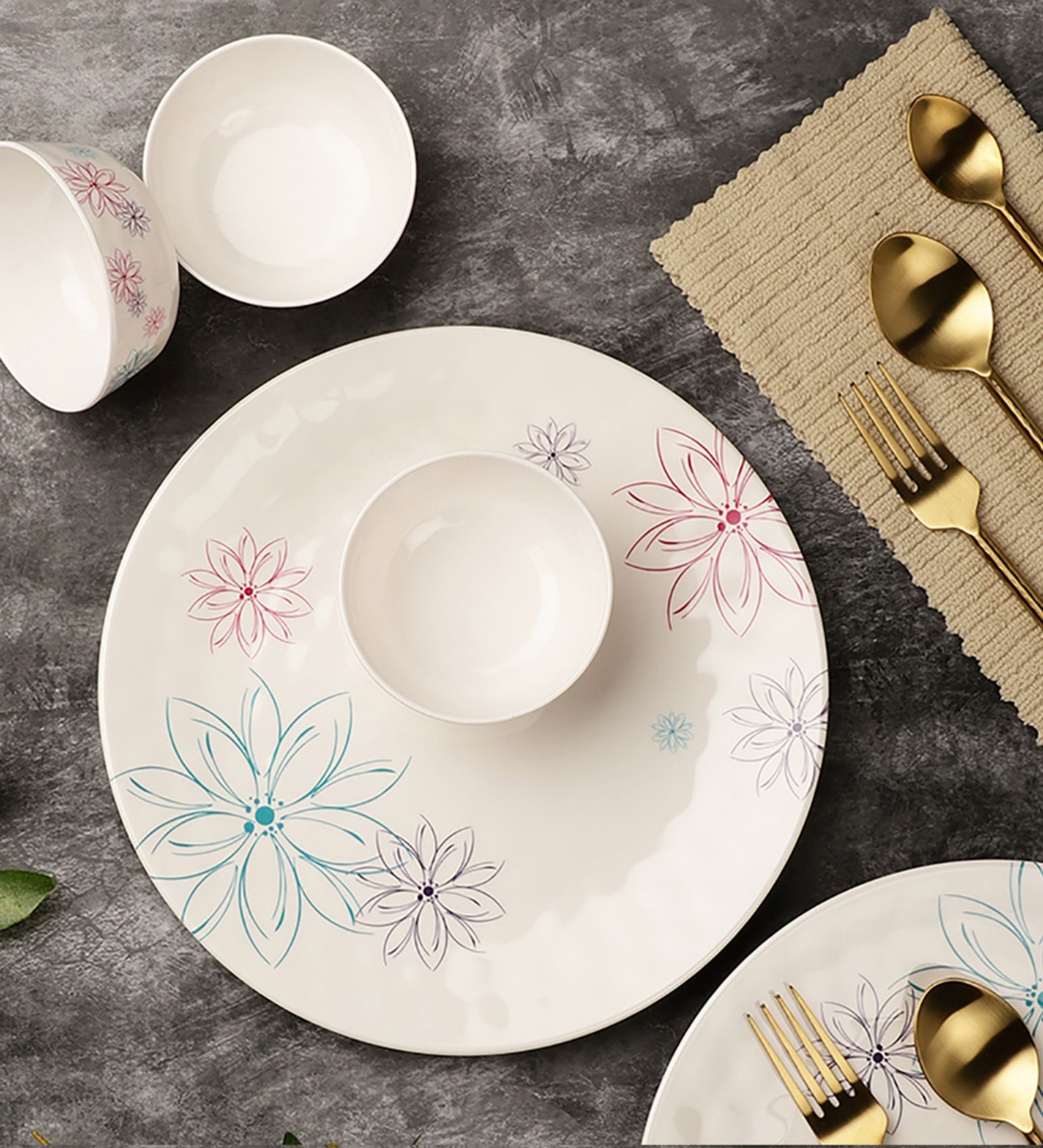 Buy Servewell August Bloom White (Set of 18) Dinner Set by Vareesha Online - Dinnerware Sets ...