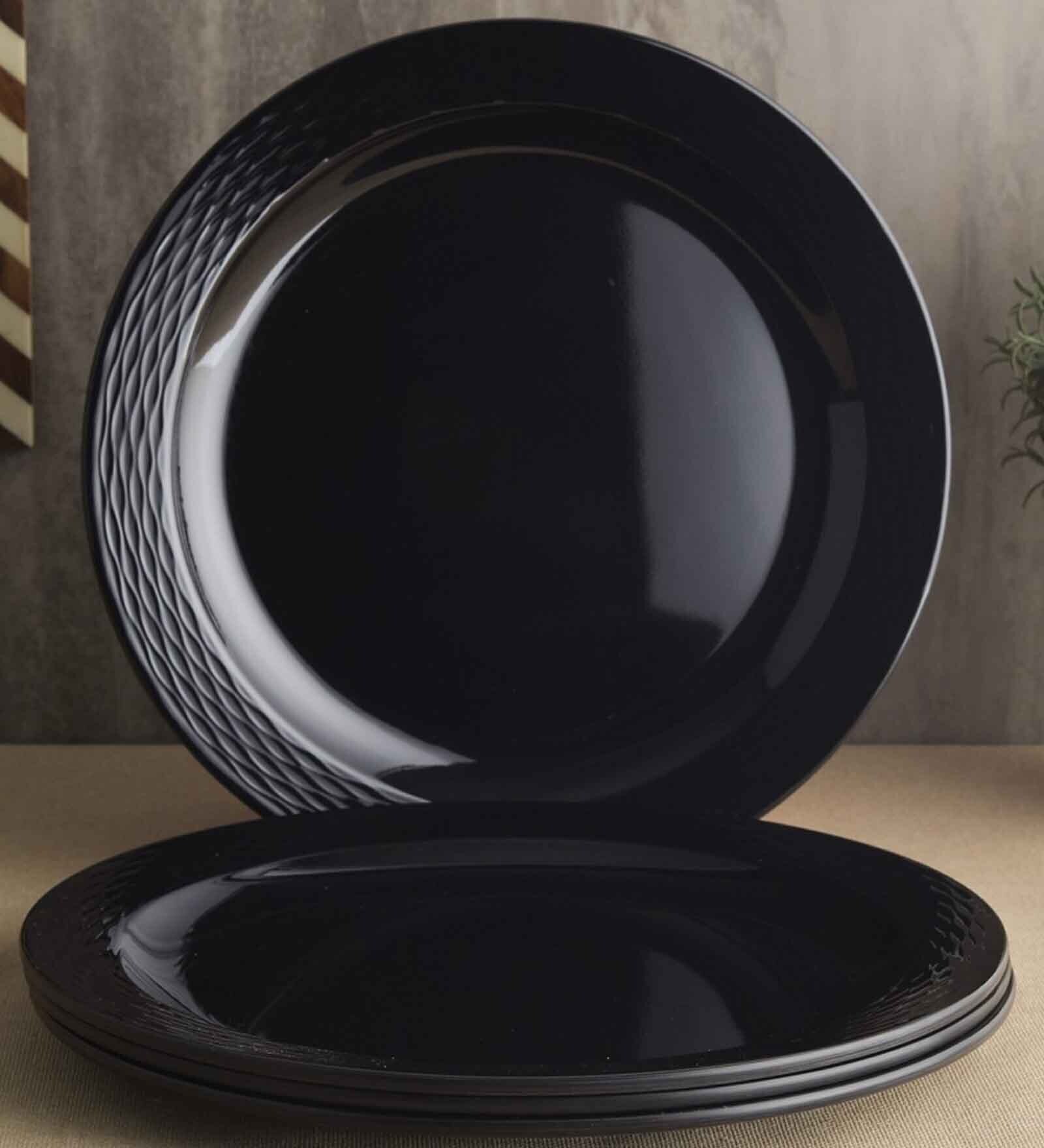 Buy Servewell Black Melamine Ripple Dinner Plate by VarEesha Online ...