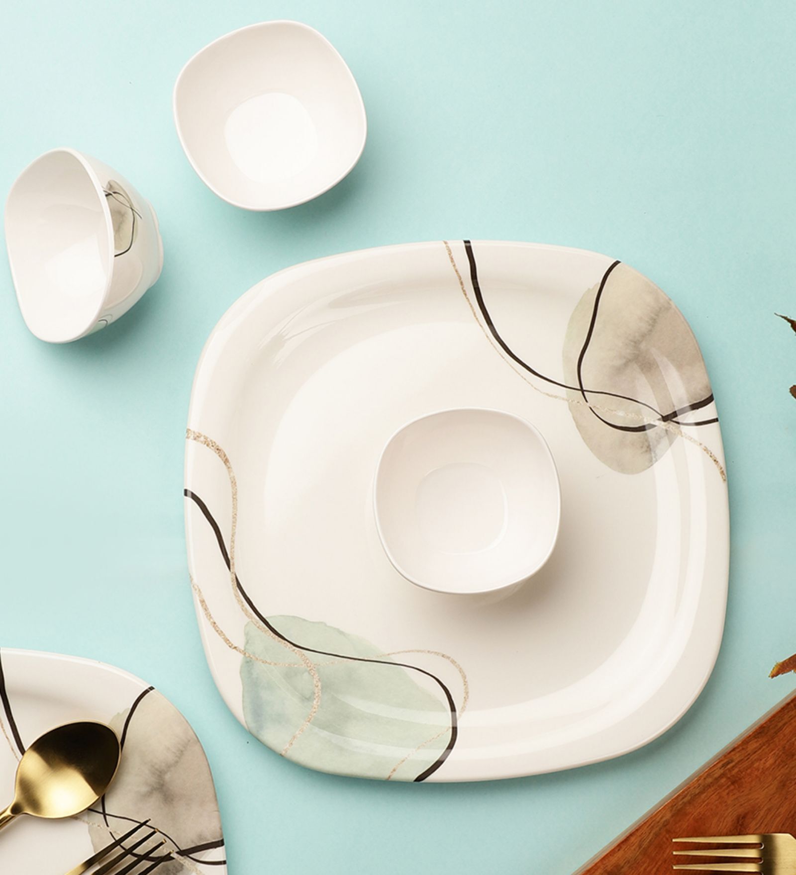 Buy Servewell Crystalline White (Set of 18) Dinner Set by Vareesha Online - Dinnerware Sets ...