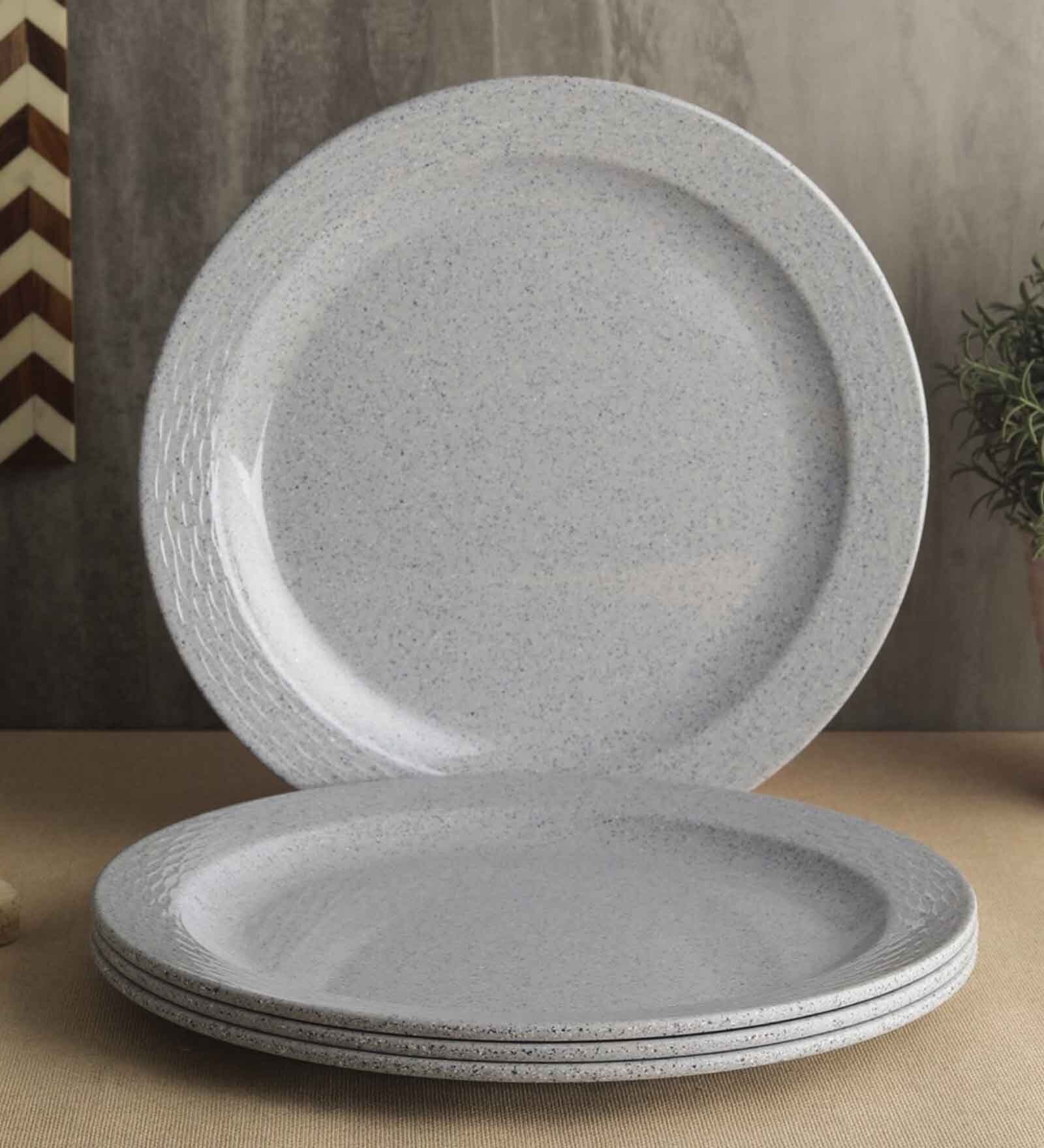 Buy Servewell Grey Melamine Ripple Dinner Plate by VarEesha Online ...