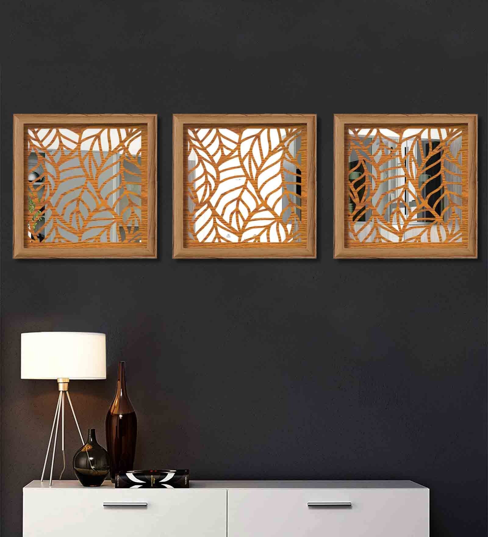 Buy Set of 3 Square Shape Mirror in Brown Colour at 37% OFF by Art ...