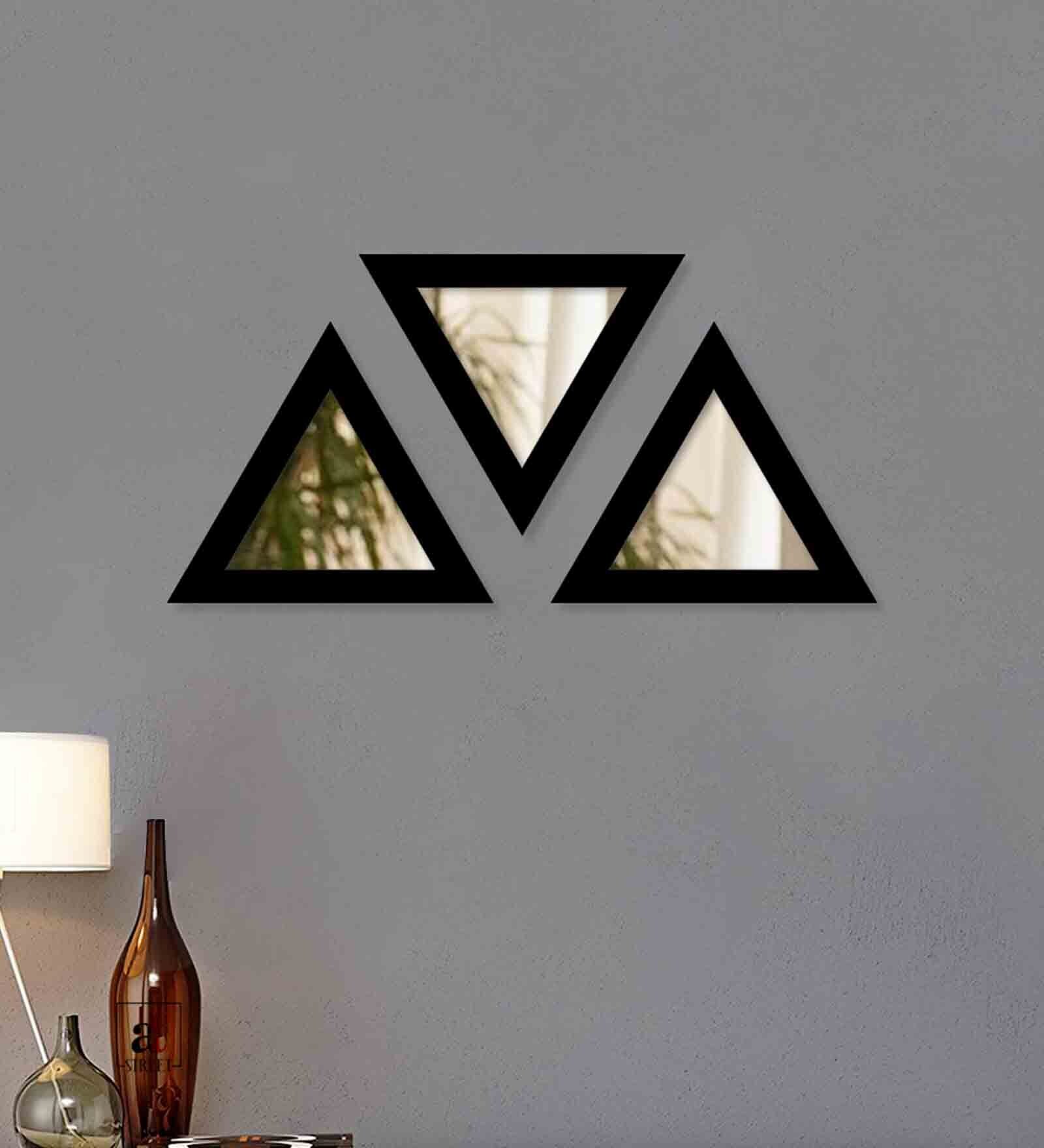 Buy Set of 3 Triangular Shape Mirror in Black Colour at 17% OFF by Art ...