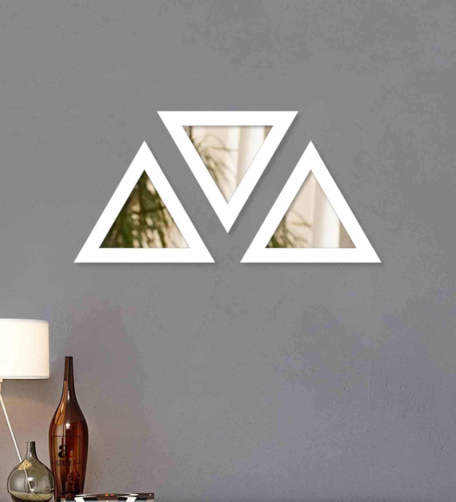 Buy Set of 3 Triangular Shape Mirror in White Colour at 17% OFF by Art ...