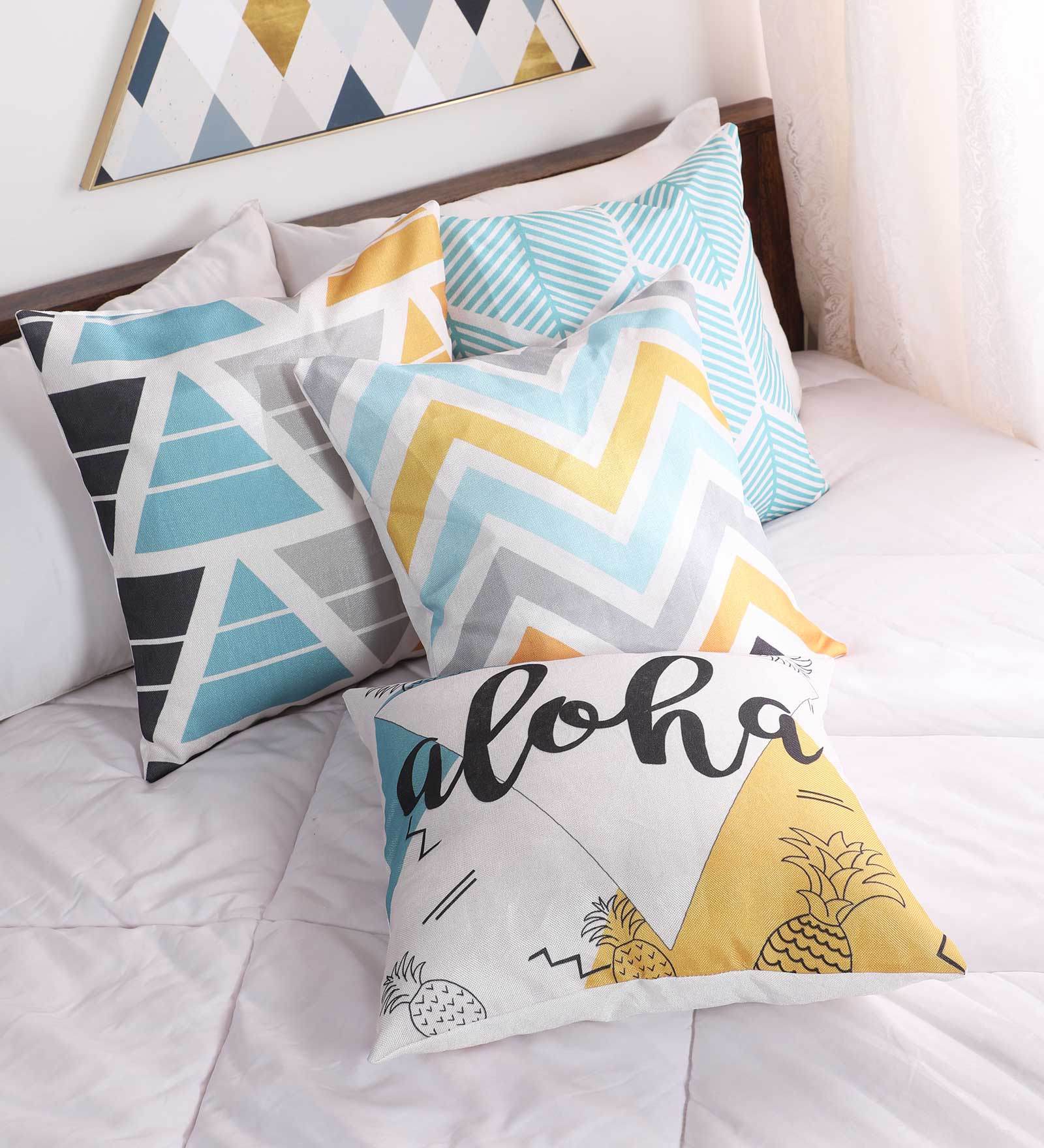 Buy Yellow Quoted Jute 16 x 16 Inches Cushion Covers (Set of 4) at 40% ...