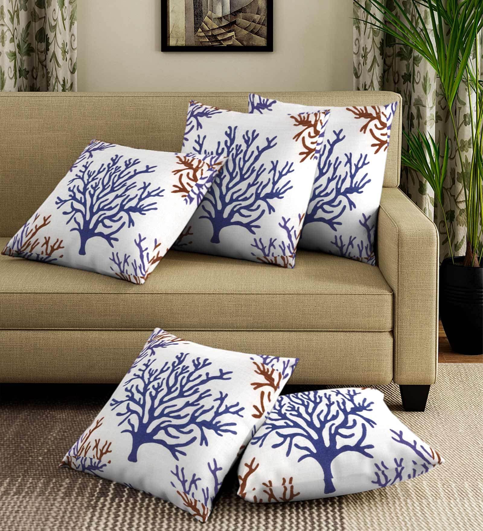 Buy Florals Cotton Blue 12x12 Inch Cushion Covers By Neudis at 67% OFF ...