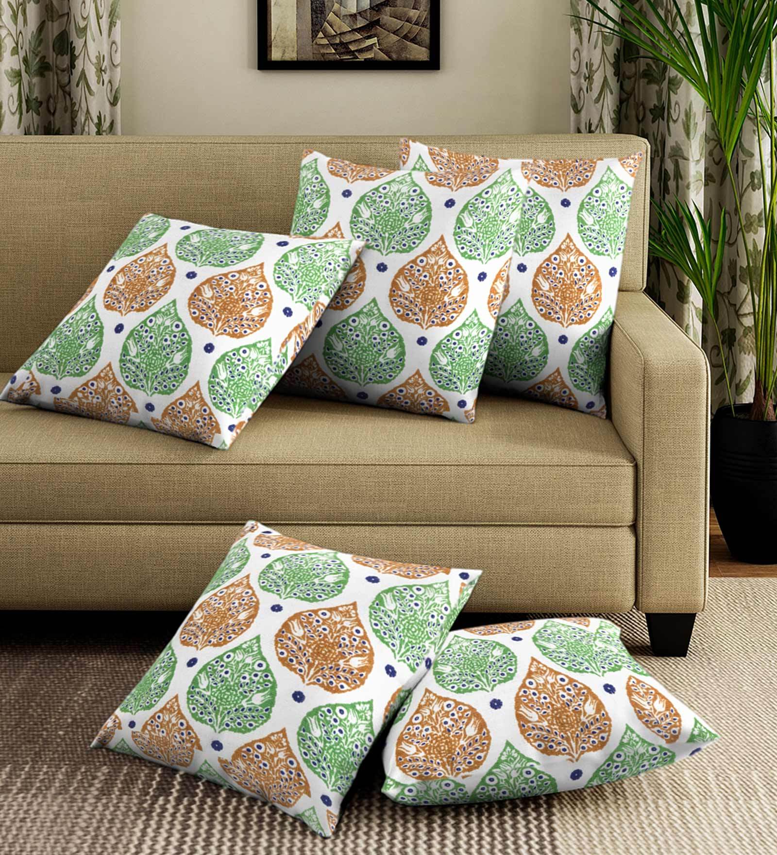 Buy Florals Cotton Green 12x12 Inch Cushion Covers By Neudis at 41% OFF ...
