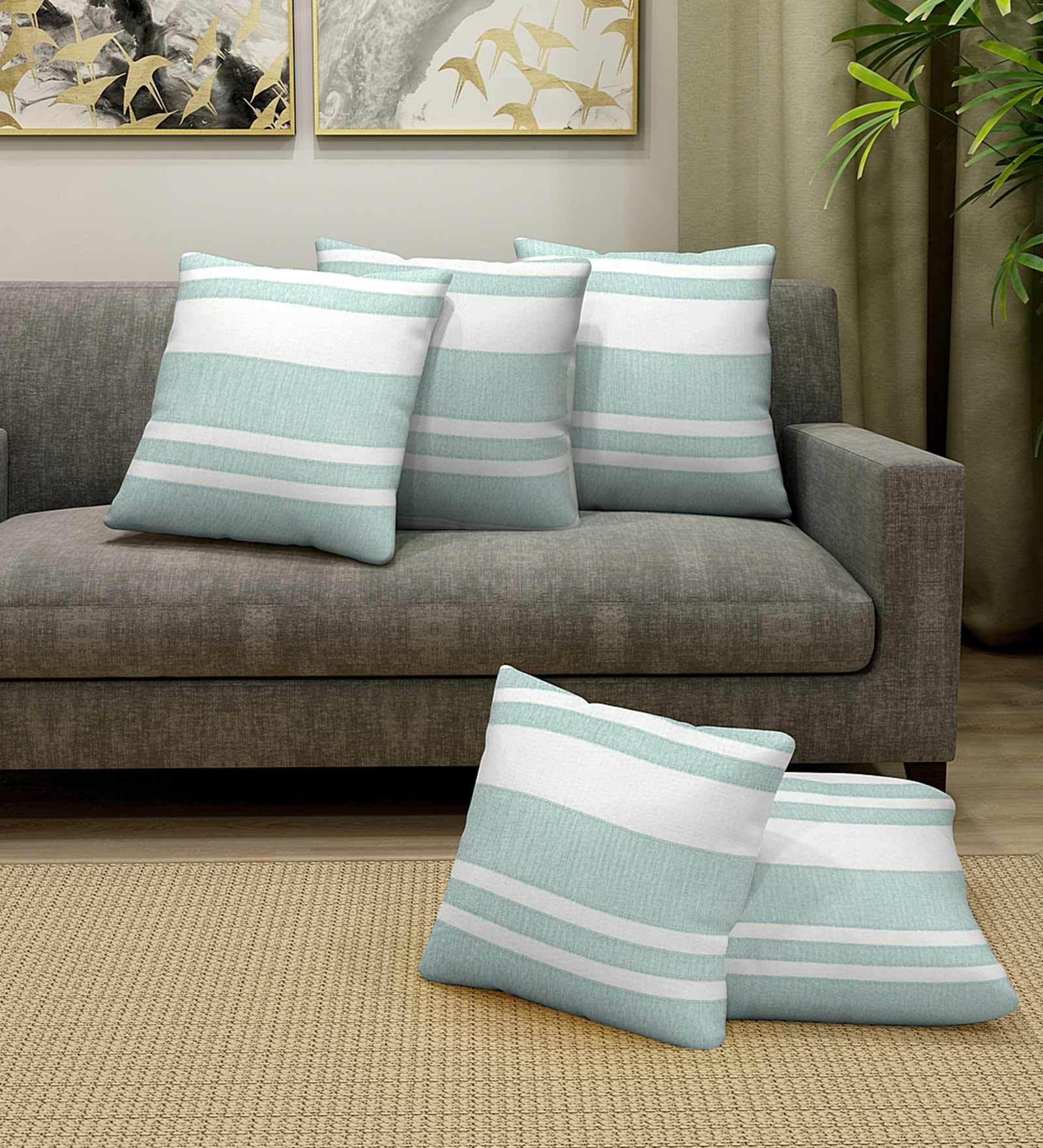 Buy Cotton Geometric Pattern 14X14 Inch Cushion Covers (Set Of 5) at 49 ...