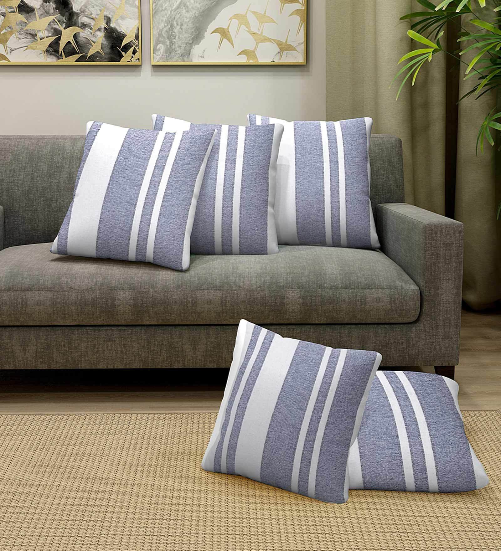 Buy Cotton Geometric Pattern 14X14 Inch Cushion Covers (Set Of 5) at 50 ...