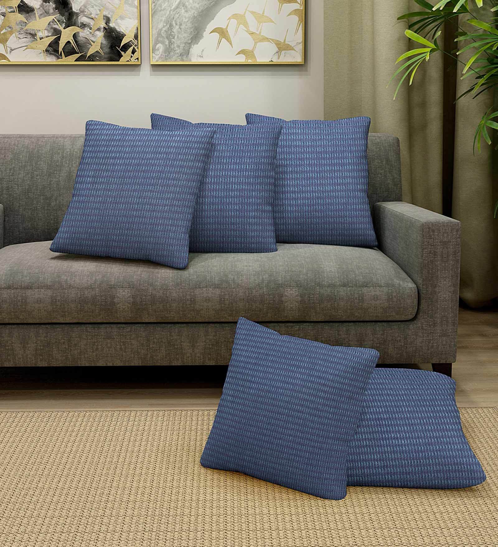 Buy Cotton Solid Colour Pattern 16x16 Inches Cushion Covers (Set Of 5 ...