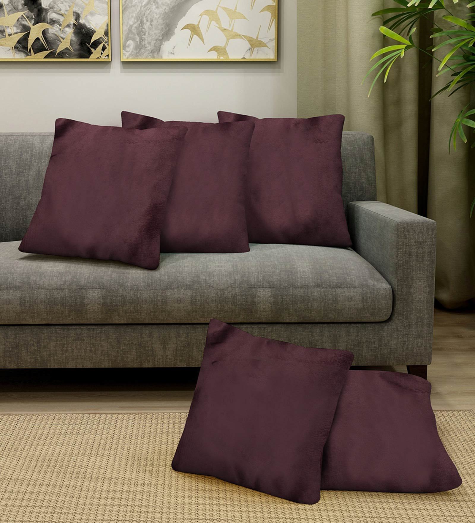 Buy Cotton Solid Color 16X16 Inches Cushion Covers (Set Of 5) at 38% ...