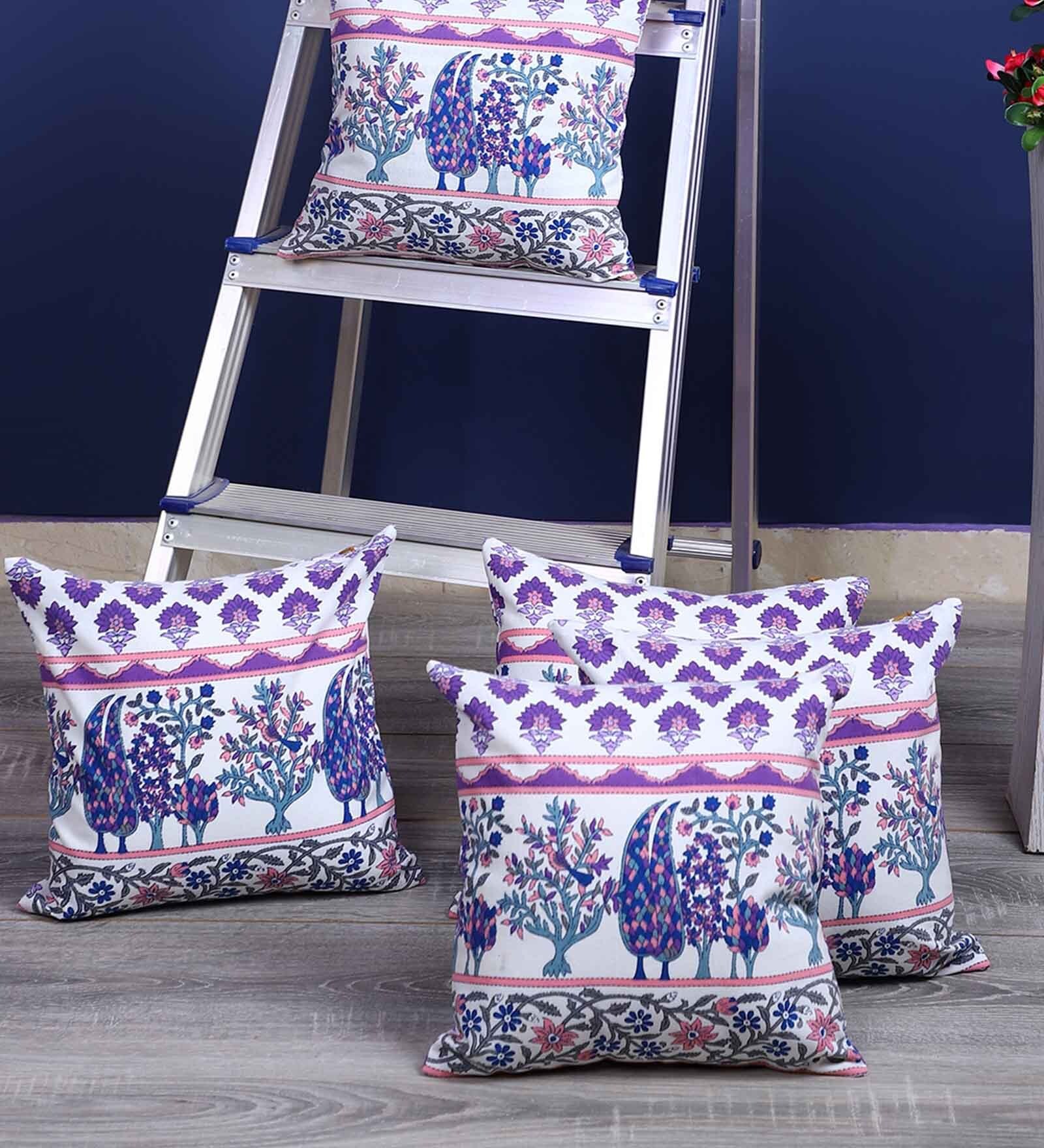 Buy Cotton Floral Pattern 12x12 Inch Cushion Covers (Set Of 5) at 37% ...