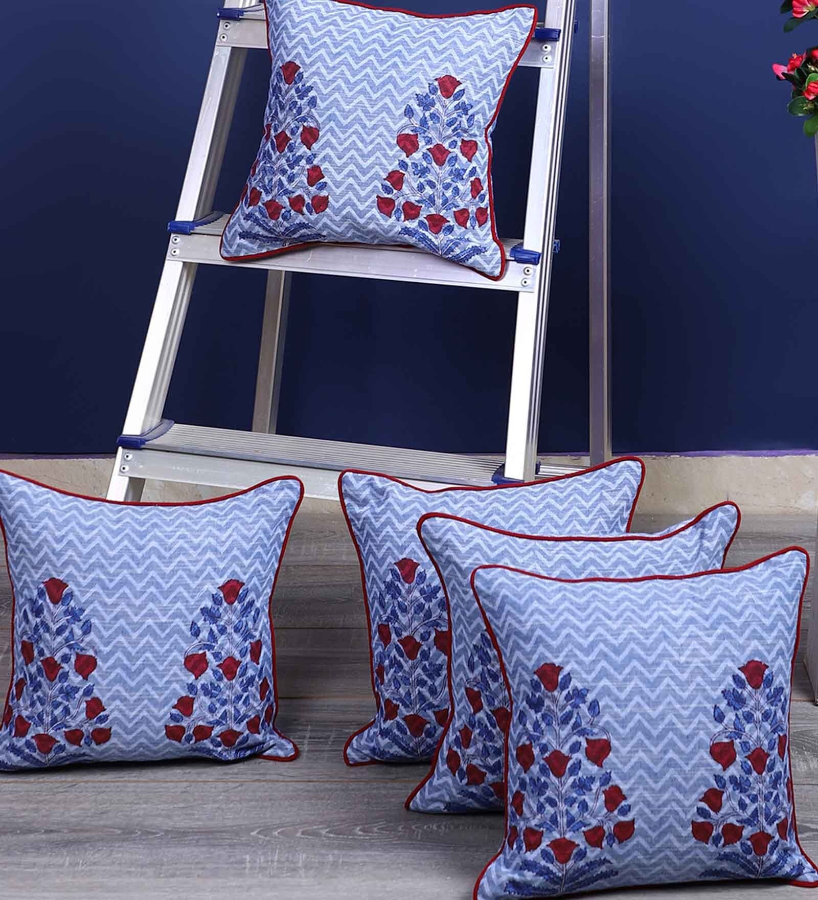 Buy Cotton Floral Pattern 12x12 Inch Cushion Covers (Set Of 5) at 39% ...