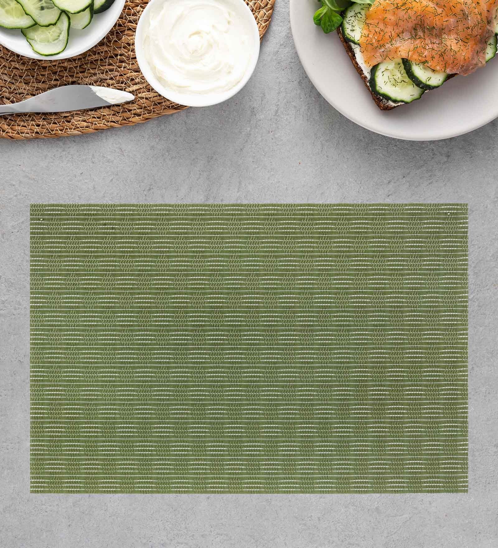 Buy Olive Green Wood Geometric (18 x 12) (Set of 6) Placemat at 5% OFF ...