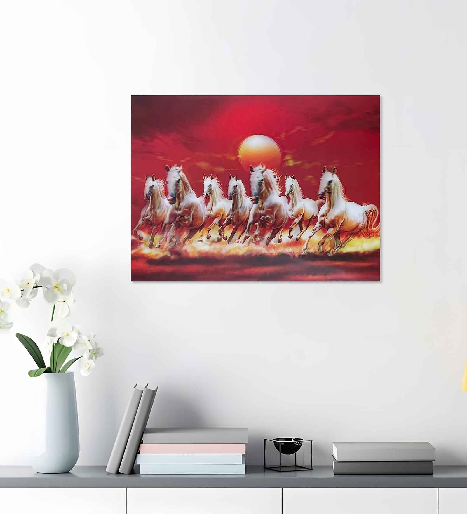 Buy Seven Running Horse Painting, Wall Art Print 5D/3D Poster for Home ...