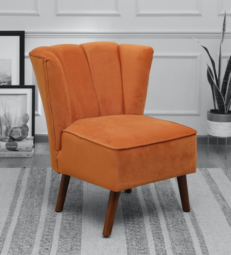 Buy Sergio Velvet Slipper Chair In Rust Colour By Casacraft Online ...