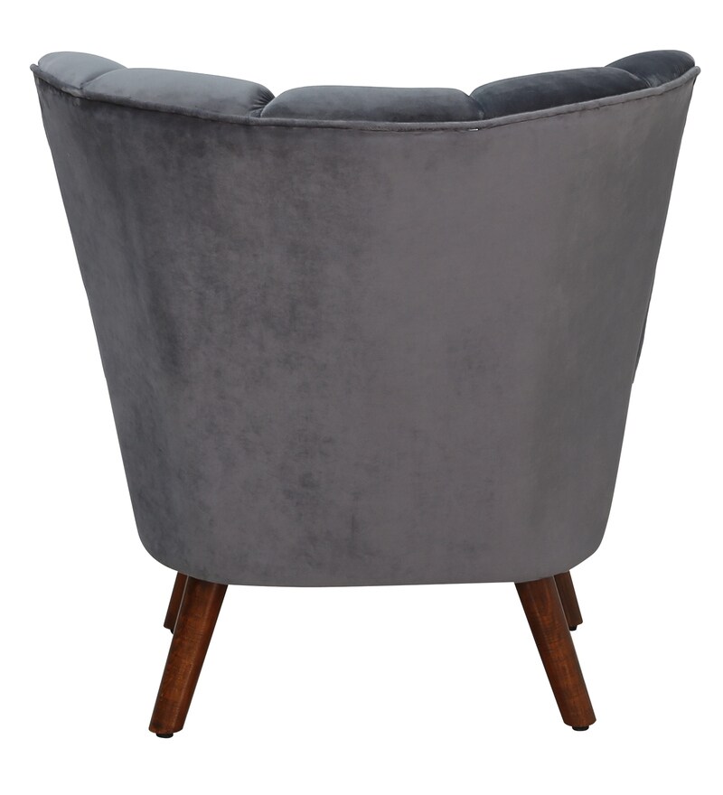 Buy Sergio Velvet Slipper Chair In Fossil Grey Colour By Casacraft ...