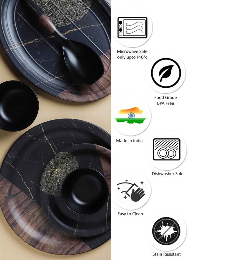 Buy Servewell Arid Persian Matte 12 Pcs Black Melamine Dinnerware Set ...