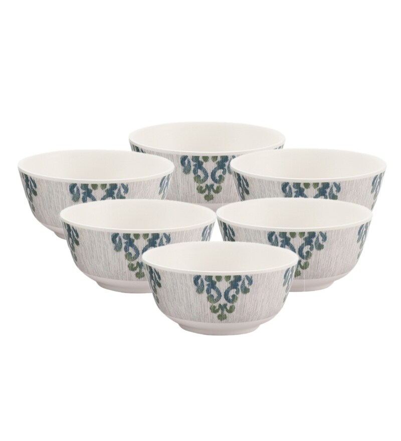 Buy Servewell Native Persian 12 Pcs White & Green Melamine Dinnerware ...