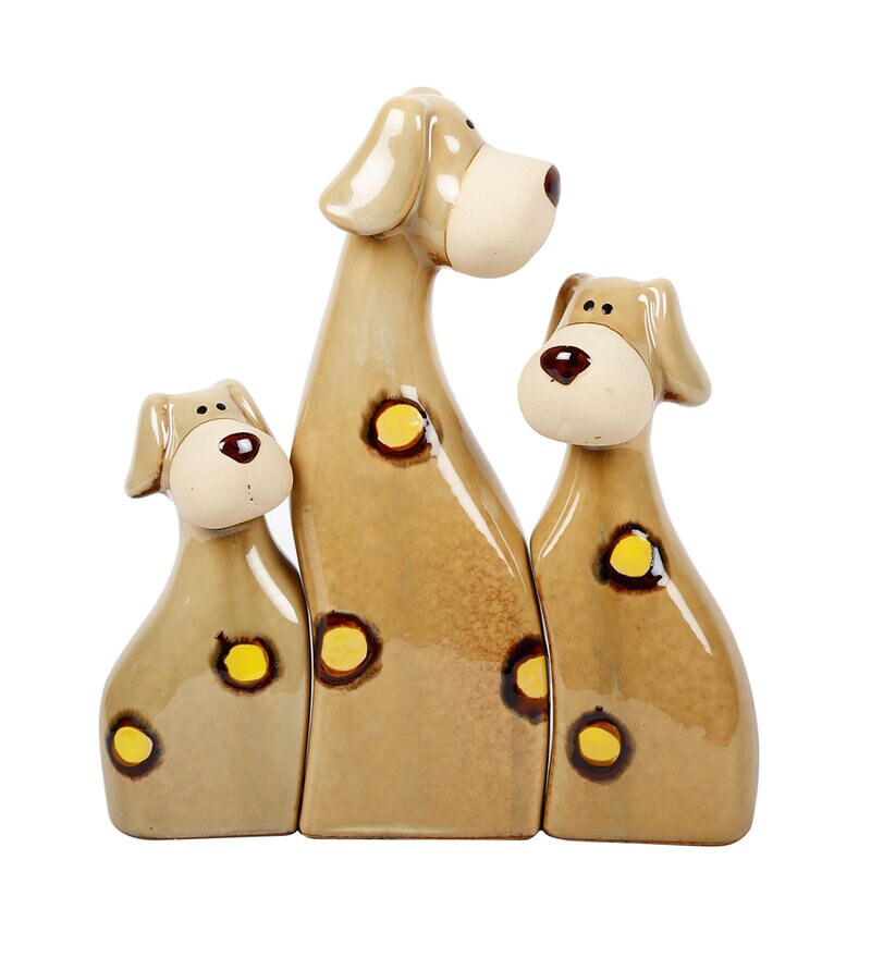 Buy Set of 3 Ceramic Cute Dogs Artpieces by TAYHAA Online - Animal ...