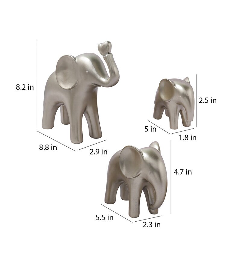 Buy Set Of 3 Golden Cute & Happy Elephant Showpiece by Tayhaa Online ...