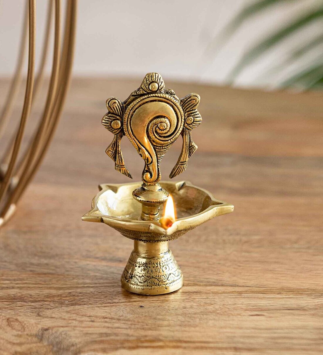 Buy Shankh Balaji Gold Brass Table Diya at 21% OFF by ExclusiveLane ...